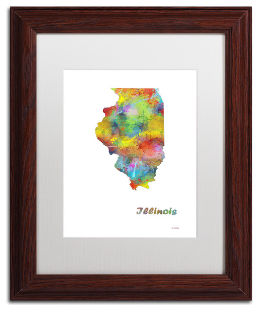 Marlene Watson 'Illinois State Map-1' Framed Art, 11"x14" - Traditional ...
