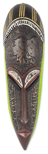 Novica Handmade Elephantine African Wood Mask - Tropical - Wall ...