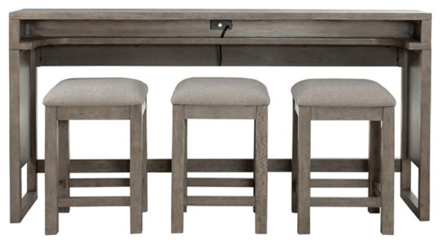 Bartlett Field Contemporary Wood 4 Piece Console Table Set in Driftwood ...
