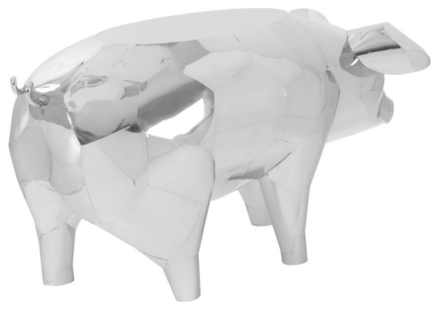 Babe Pig Side Table, Stainless Steel - Farmhouse - Side Tables And End ...