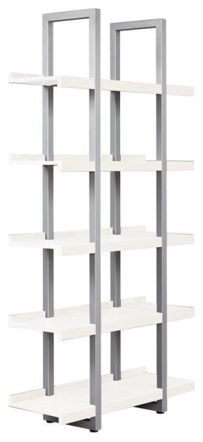 Contemporary Open Bookcase with 5 Shelves in White - Contemporary ...