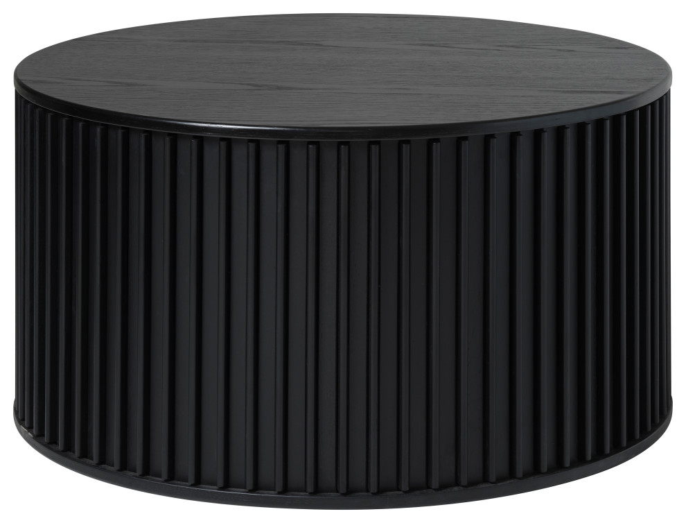 Mid-Century Modern Round Pedestal Coffee Table, 33"W, Black Oak ...