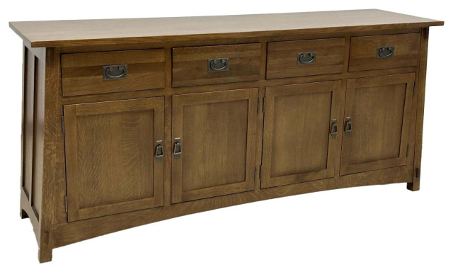 Mission 4 Door 4 Drawer Oak Sideboard - Walnut - Craftsman - Buffets ...