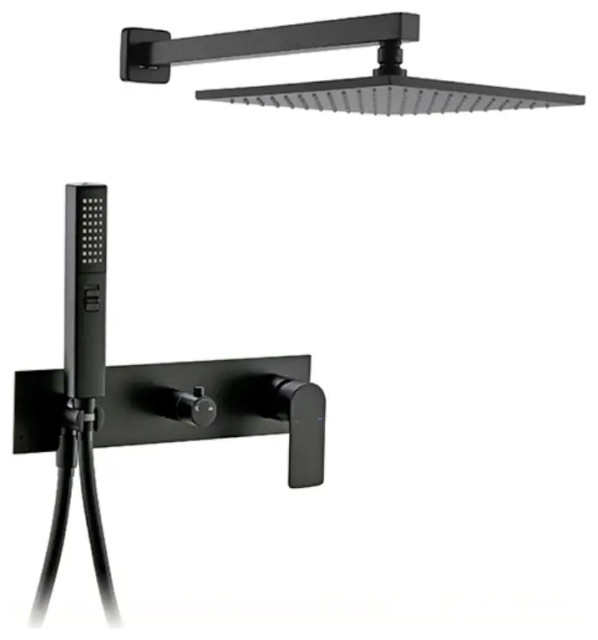 Wasser™ Complete Shower System With Handheld Sprayer, Matte Black, 8 ...