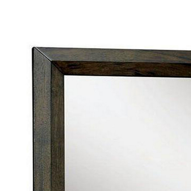 Rectangular Wooden Frame Mirror With Dual Tone Look, Brown - Rustic ...