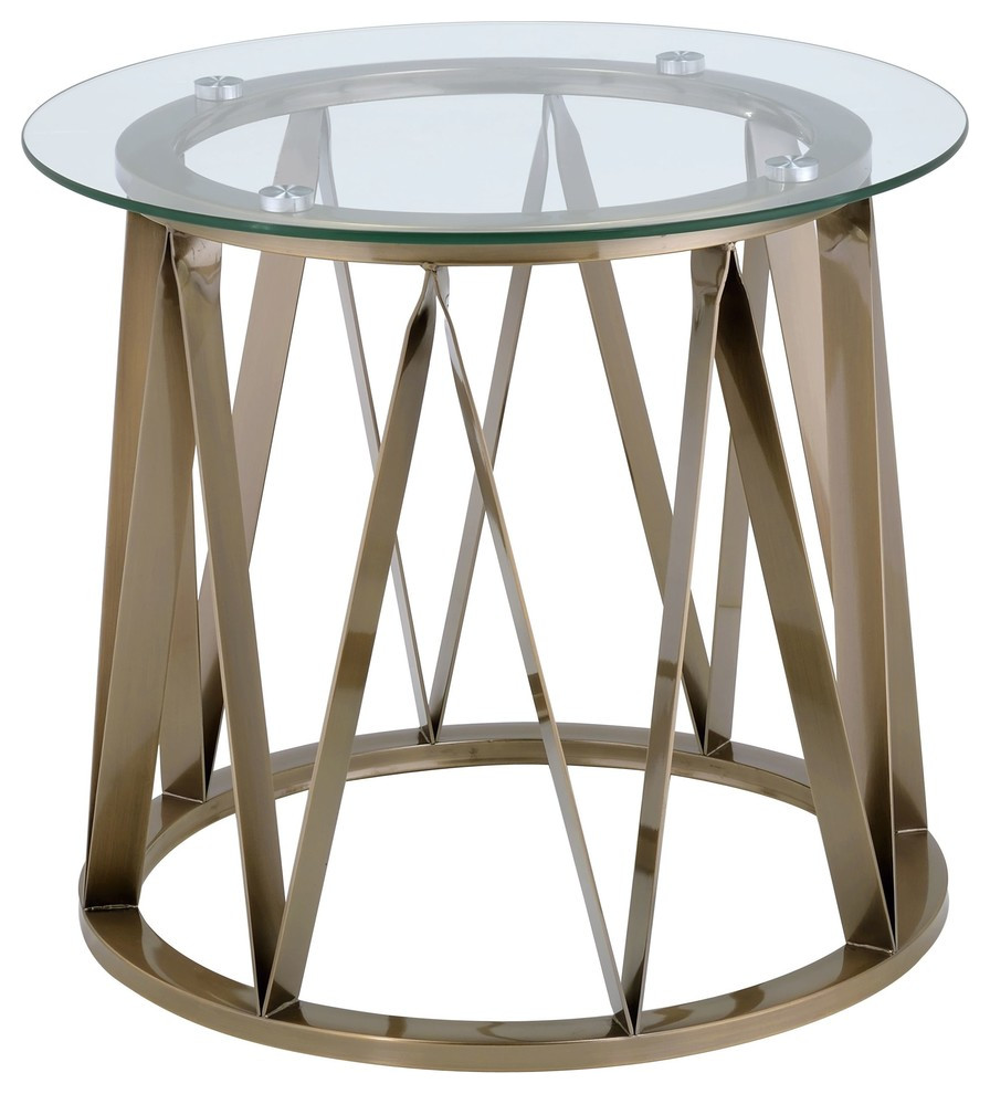 Glass Side Table With Zig Zag Gold Base - Contemporary - Coffee And ...