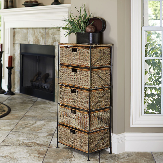 5 Drawer Seagrass Wicker Storage Unit - Tropical - Dressers - by ...