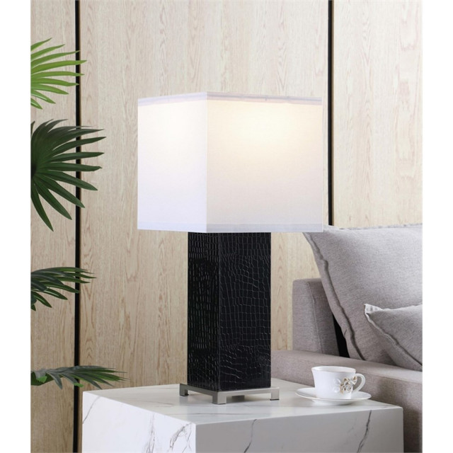Coaster Bridle Modern Wood Square Shade Bedside Table Lamp Black and ...