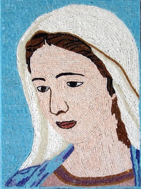 Virgin Mary Glass Mosaic, 15" x 20" - Traditional - Tile Murals - by ...
