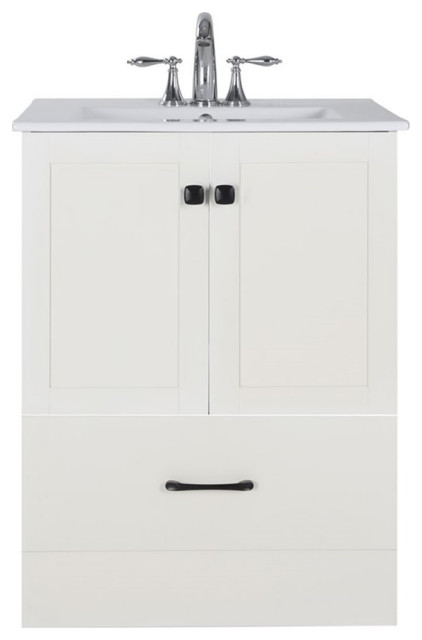 Saint Birch 23" 2-Door Modern PVC Plastic Bathroom Vanity Base in Cream ...