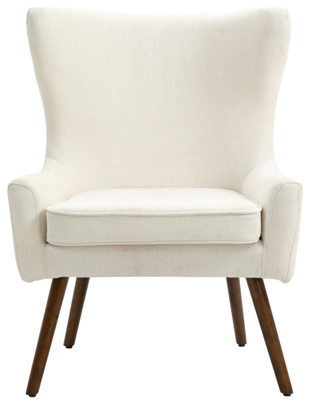 Claudie Wing Back Accent Chair, Beige - Midcentury - Armchairs And ...