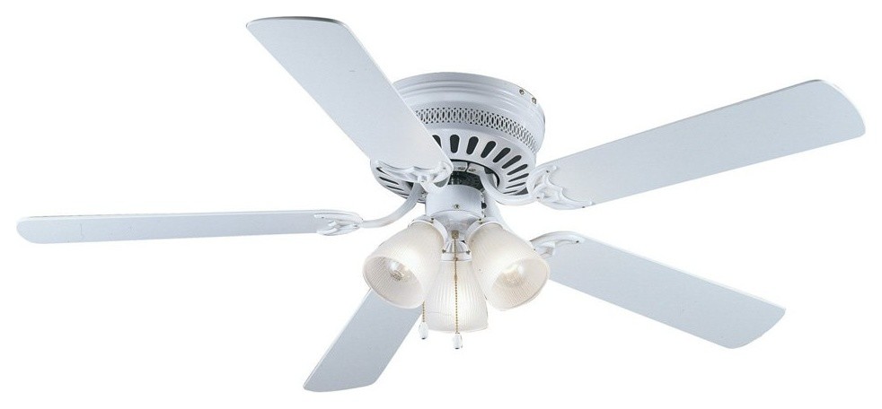 White 52" Hugger Ceiling Fan w/ Light Kit : 5877 - Traditional ...