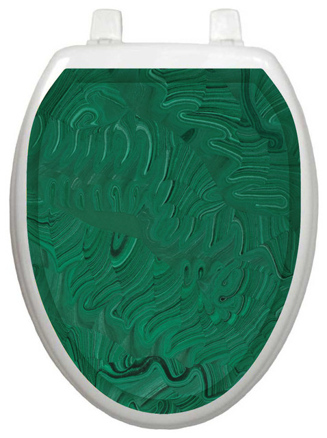 Malachite Toilet Tattoos Seat Cover, Vinyl Lid Decal, Green Bathroom ...