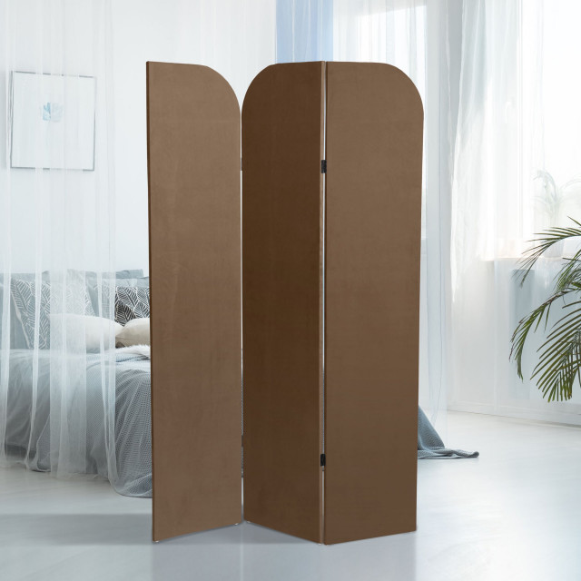 Modern Room Divider, Curved Design With 3 panels & Velvet Pattern ...
