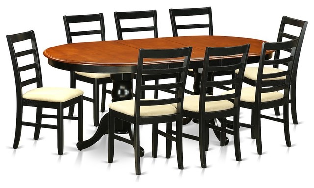9-Piece Dining Room Set, Table With 8 Wooden Chairs - Contemporary ...