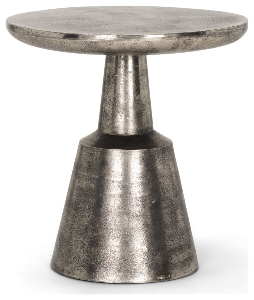 Bobbi Textured Polished Nickel Cast Aluminum Metal Accent Table ...