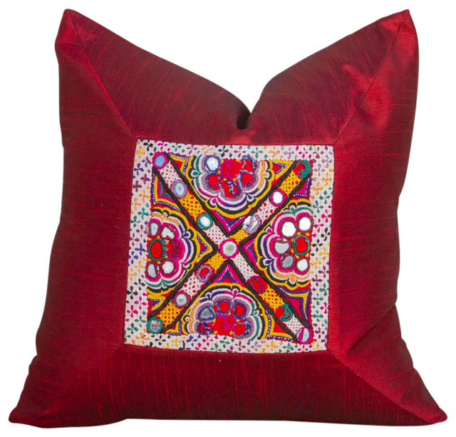Marvi Indian Silk Decorative Pillow - Contemporary - Decorative Pillows ...