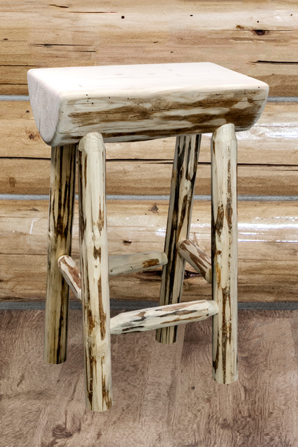 Montana Counter Height Half Log Bar Stool, Ready to Finish - Rustic ...