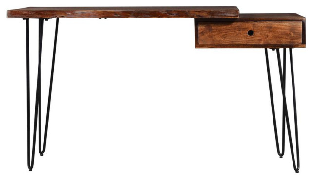 Nature's Edge Solid Acacia Desk with Drawer, Chestnut - Contemporary ...