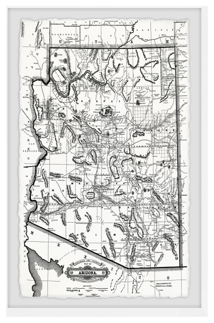 "Arizona Railroad Map" Framed Painting Print, 30x45 - Contemporary ...