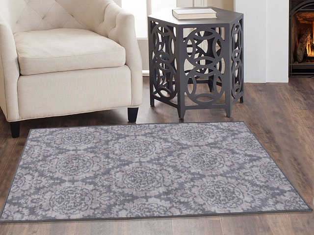 RugSmith Gray Baroque Floral Ikat Area Rug, 3'x5', 3'x5' - Contemporary ...