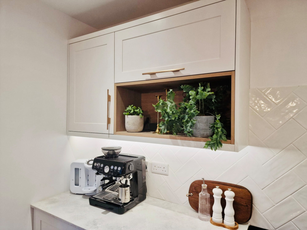 Modern White Narrow Shaker Kitchen - Contemporary - Kitchen - Other ...