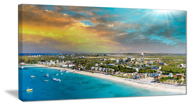 "Panoramic Caribbean Island" Canvas Print, 40"x20" - Beach Style ...
