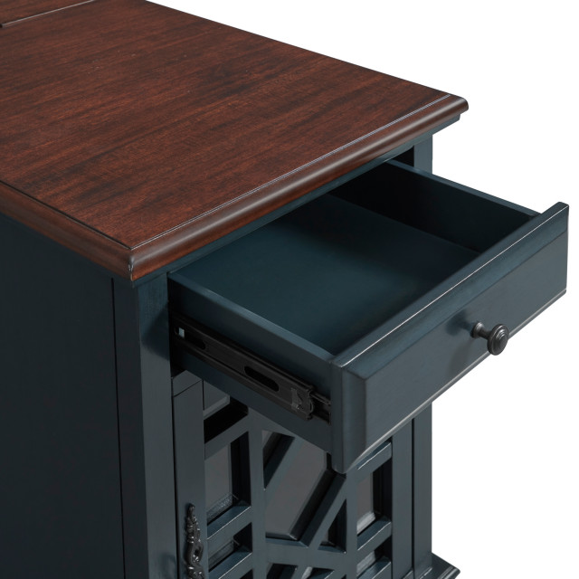 Elegant Chairside Table with Charging Station - Traditional - Side ...