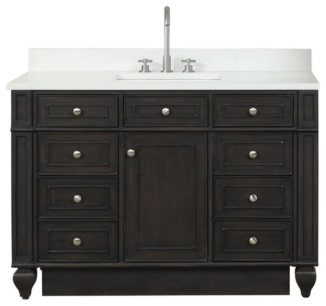 Winston Traditional Walnut 48" Single Vanity - Traditional - Bathroom ...
