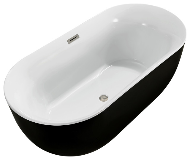 67" Streamline NPT9802BNK Soaking Freestanding Tub With Internal Drain ...