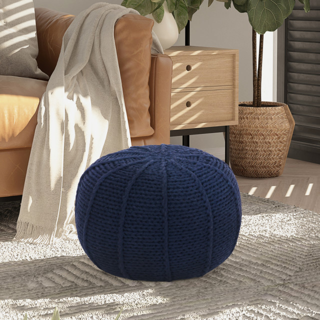 Avigail Cotton Yarn Pouf Contemporary Floor Pillows And Poufs By