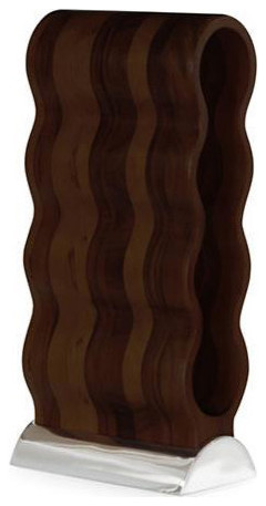 Nambe Curvo Acacia Wine Rack With Alloy Metal Base, Espresso ...