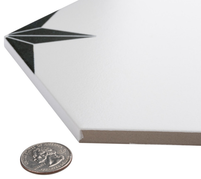 Stella Hex Porcelain Floor and Wall Tile Sample, White - Contemporary ...
