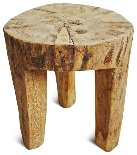 Rustic Naga Three Leg Wood Table 8 - Rustic - Side Tables And End ...
