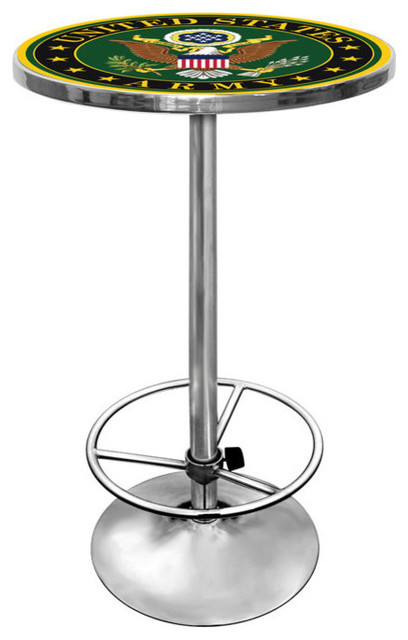 U.S. Army Symbol Chrome Pub Table - Contemporary - Indoor Pub And ...