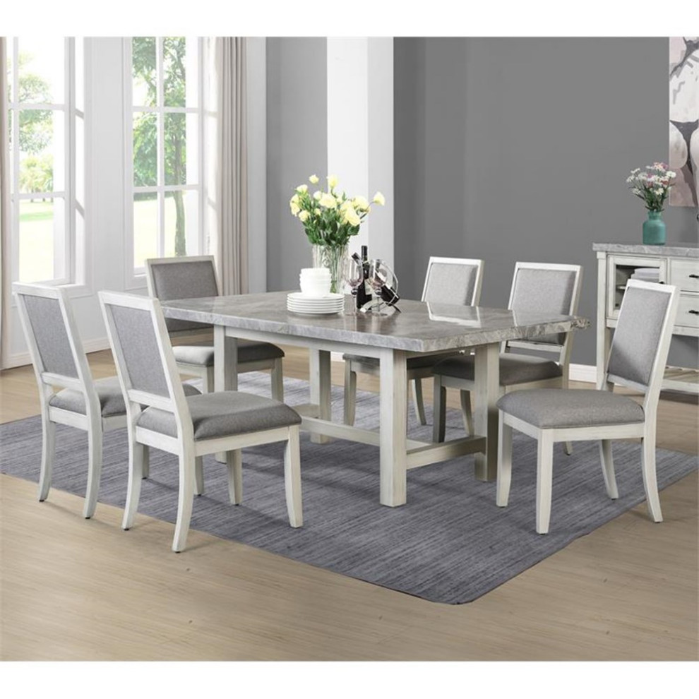 Steve Silver Canova Weathered White Wood 7-Piece Dining Set ...
