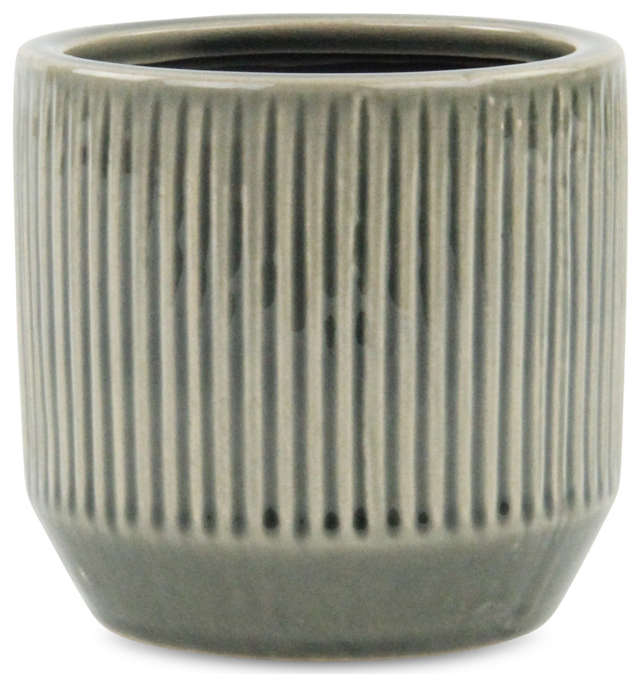 Gray Ruffled Ridge Pot - Contemporary - Indoor Pots And Planters - by ...