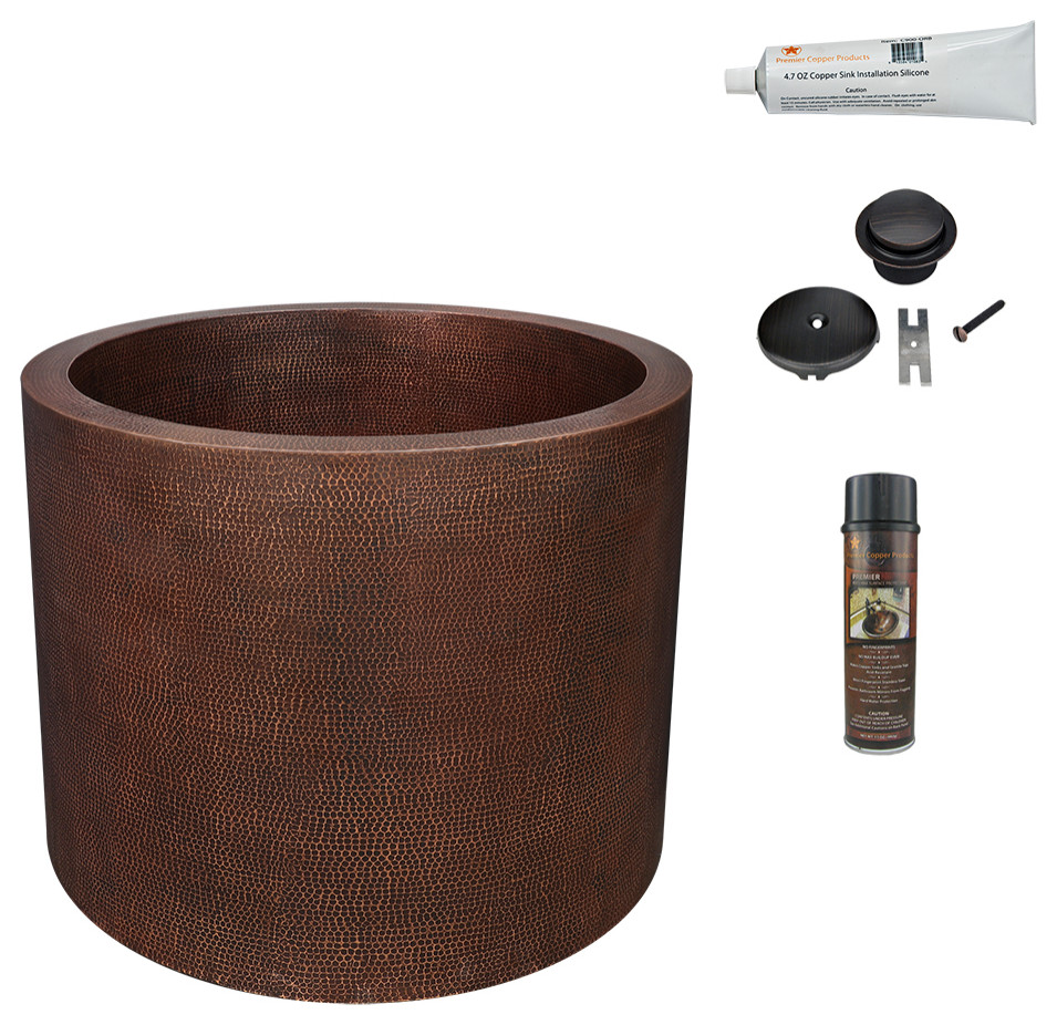 45" Hammered Copper Japanese Style Soaker Bathtub & Drain Package ...