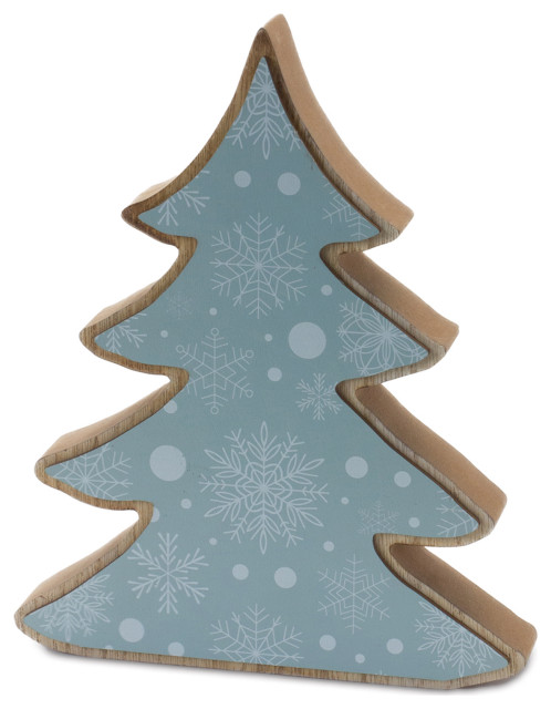 Wood Pine Tree Decor, Set of 2 - Rustic - Holiday Accents And Figurines ...