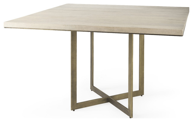 Modern Square Wood and Gold Dining Table - Contemporary - Dining Tables ...