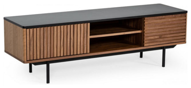 Pyralis Modern Walnut and Gray TV Stand - Industrial - Entertainment ...