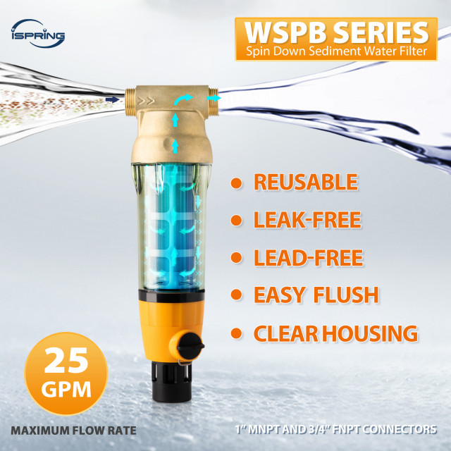iSpring WSP-B Series Large Spin-down Sediment Water Filter w/ Scraper ...