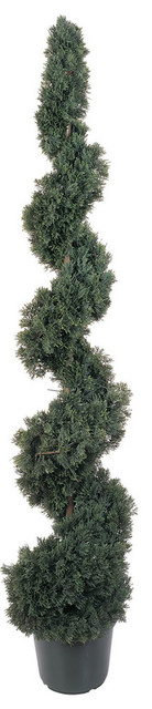 5' Cedar Spiral Silk Tree, Indoor and Outdoor - Contemporary ...