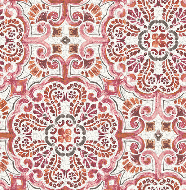 Florentine Tile Pattern Wallpaper, Sample - Mediterranean - Wallpaper ...