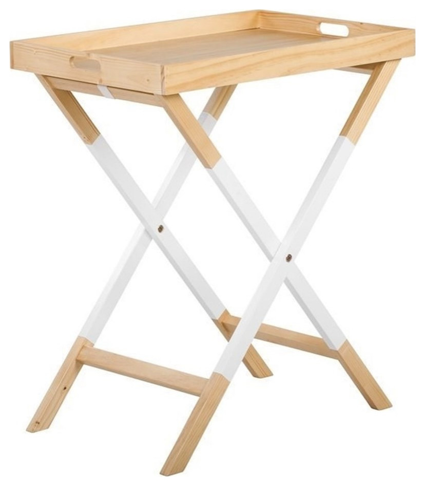 Pemberly Row Modern / Contemporary Folding Tray Table Modern Oak and ...