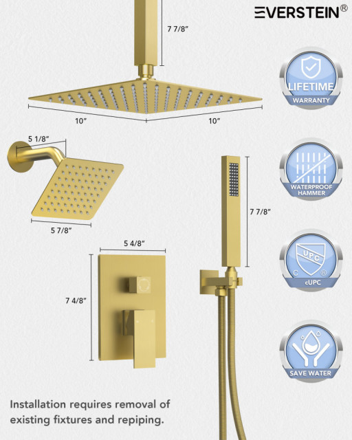 Dual Heads 3-Functions Shower System With Pressure Balancing Rough-In ...
