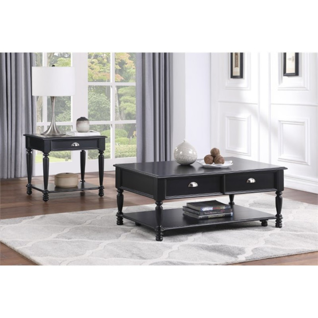 Lexicon Sanders Engineered Wood 1-Drawer End Table in Black ...
