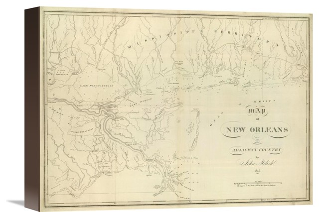 Map Of New Orleans And Adjacent Country, 1824, 16"x1.5"x12", 16"x1.5 ...