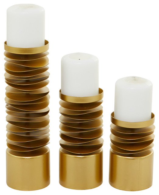 Set of 3 Gold Modern Metal Candle Holder 562569, S/3 12", 8", 6"H ...