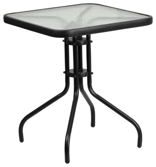 Flash Furniture 23.75Rd Glass Patio Table In Clear Black, 23.5" Square ...